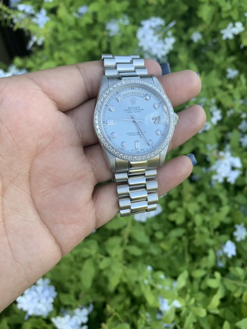 Factory Set Diamond Rolex Day-Date 36 Ice Blue Review Watch!