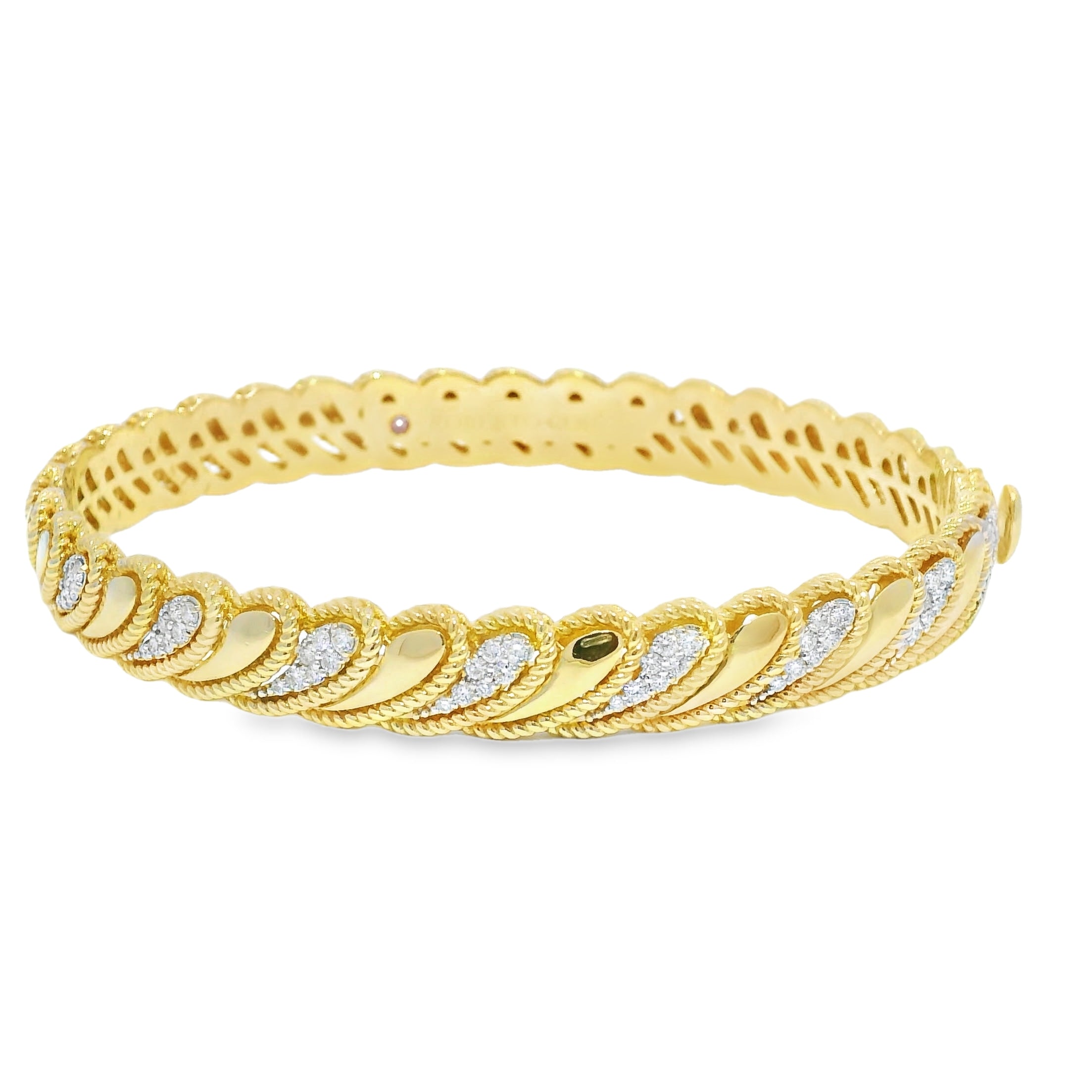 Roberto Coin 18k Yellow Gold Barocco Byzantine Diamond Hinged Bracelet ...