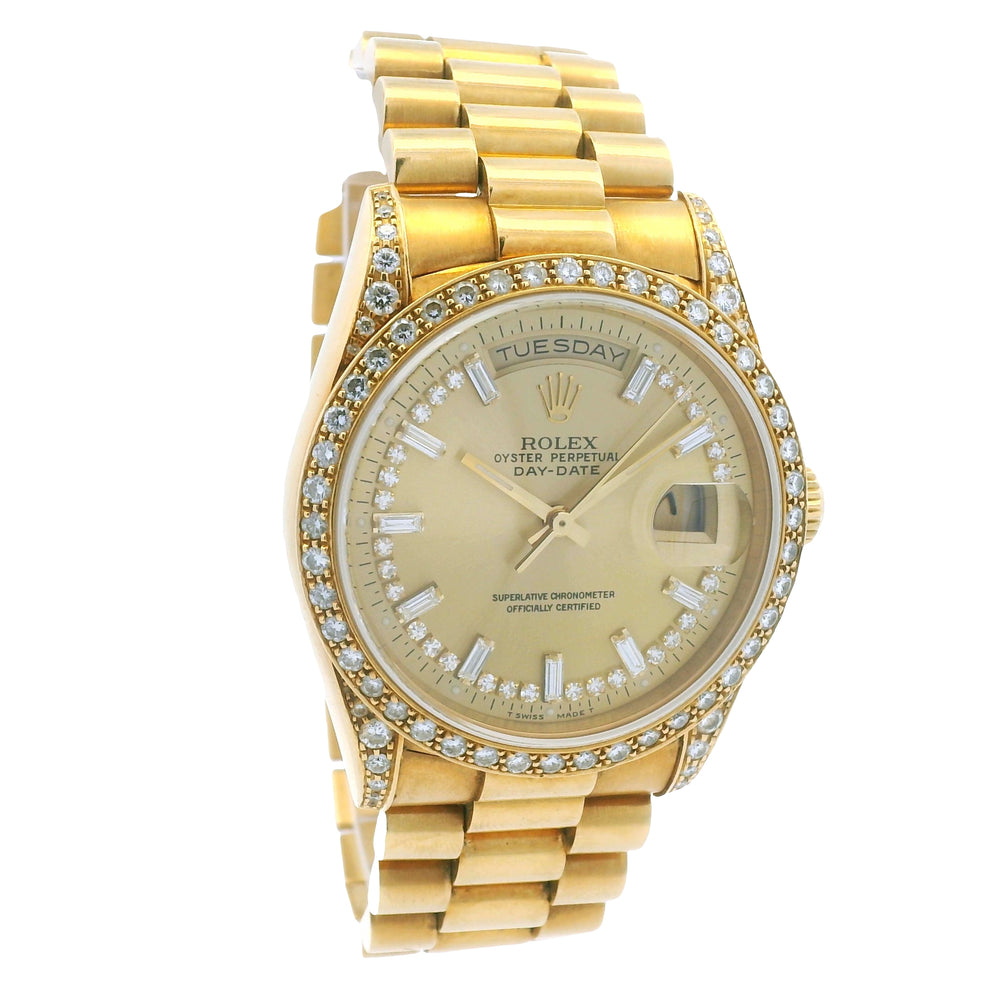 Rolex 18388 Day-Date 18k Yellow Gold Presidential Diamond Bezel Watch
