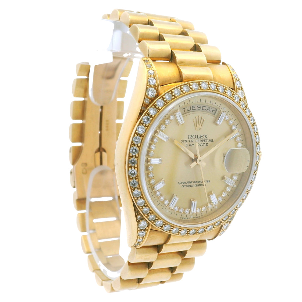 Rolex 18388 Day-Date 18k Yellow Gold Presidential Diamond Bezel Watch