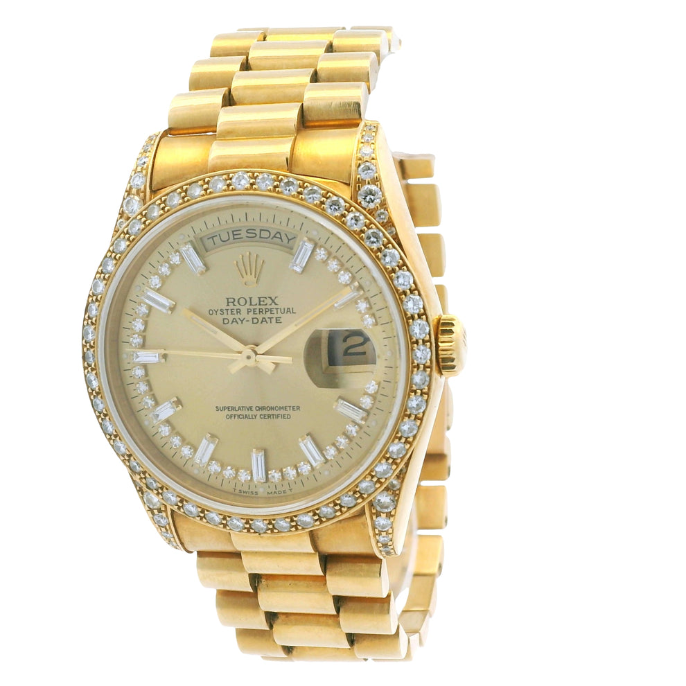 Rolex 18388 Day-Date 18k Yellow Gold Presidential Diamond Bezel Watch