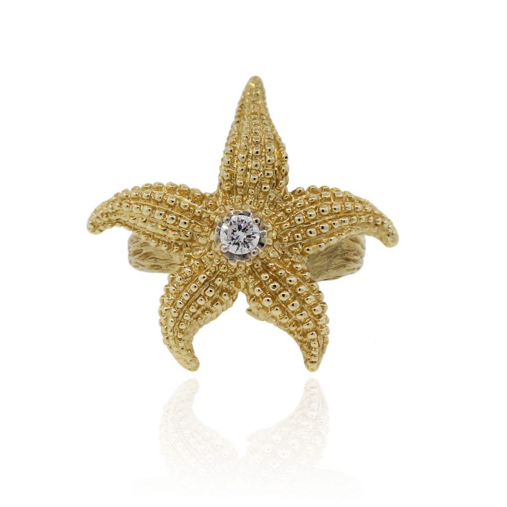 14k Yellow Gold Starfish .10ctw Diamond Ring 14k Yellow Gold Starfish .10ctw Diamond Ring