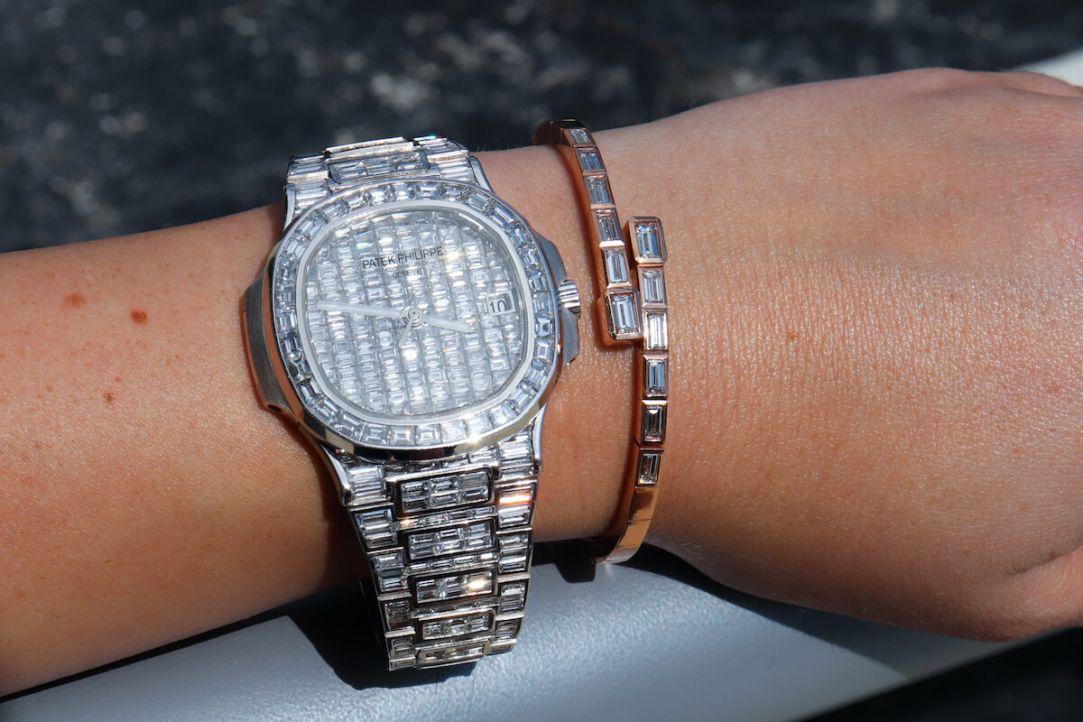Patek Water: Flooded Baguette Diamond Nautilus 5711 in White Gold